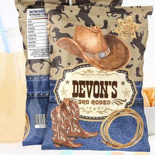 Editable Western Cowgirl Chip Bag Birthday Decorations Rodeo - Etsy