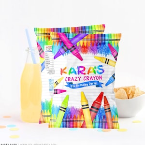 Crayon Birthday Party Bundle Editable Template Printable Art Crafts ...