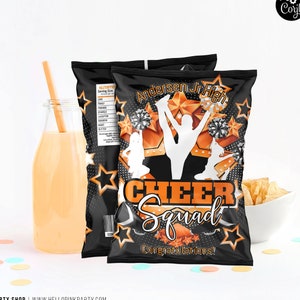 Cheerleader Chip Bag, Template Printable, Cheer Birthday Chip Bag ...