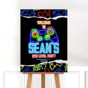 Gamer Birthday Welcome Sign Printable Gaming Birthday Sign Editable ...