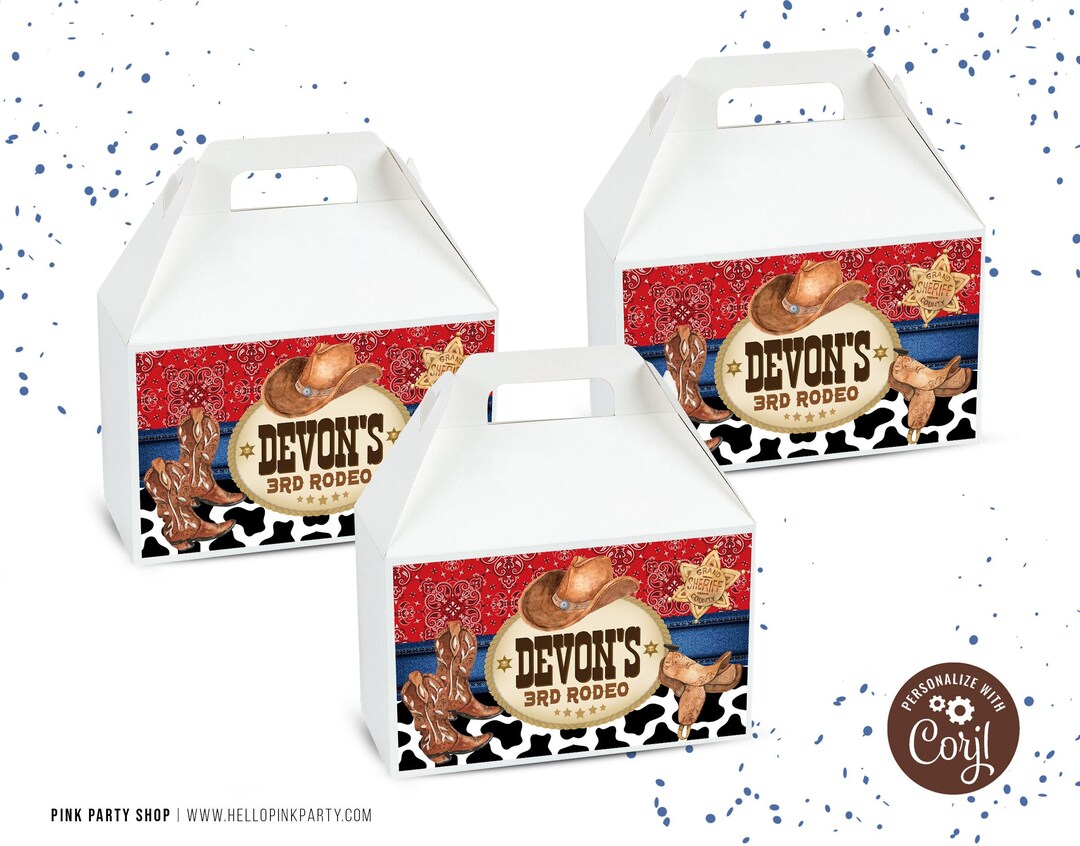 Cowboy Birthday Gable Box Labels, Printable Templates, Western Birthday ...