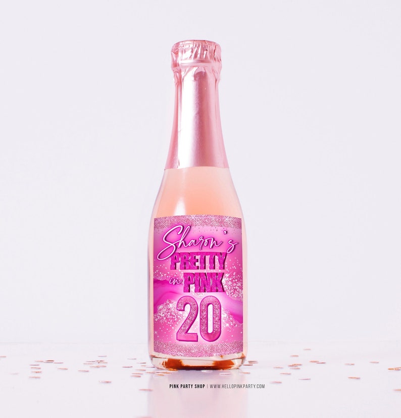 Shades of Pink Mini Wine Bottle Labels Editable Template - Etsy