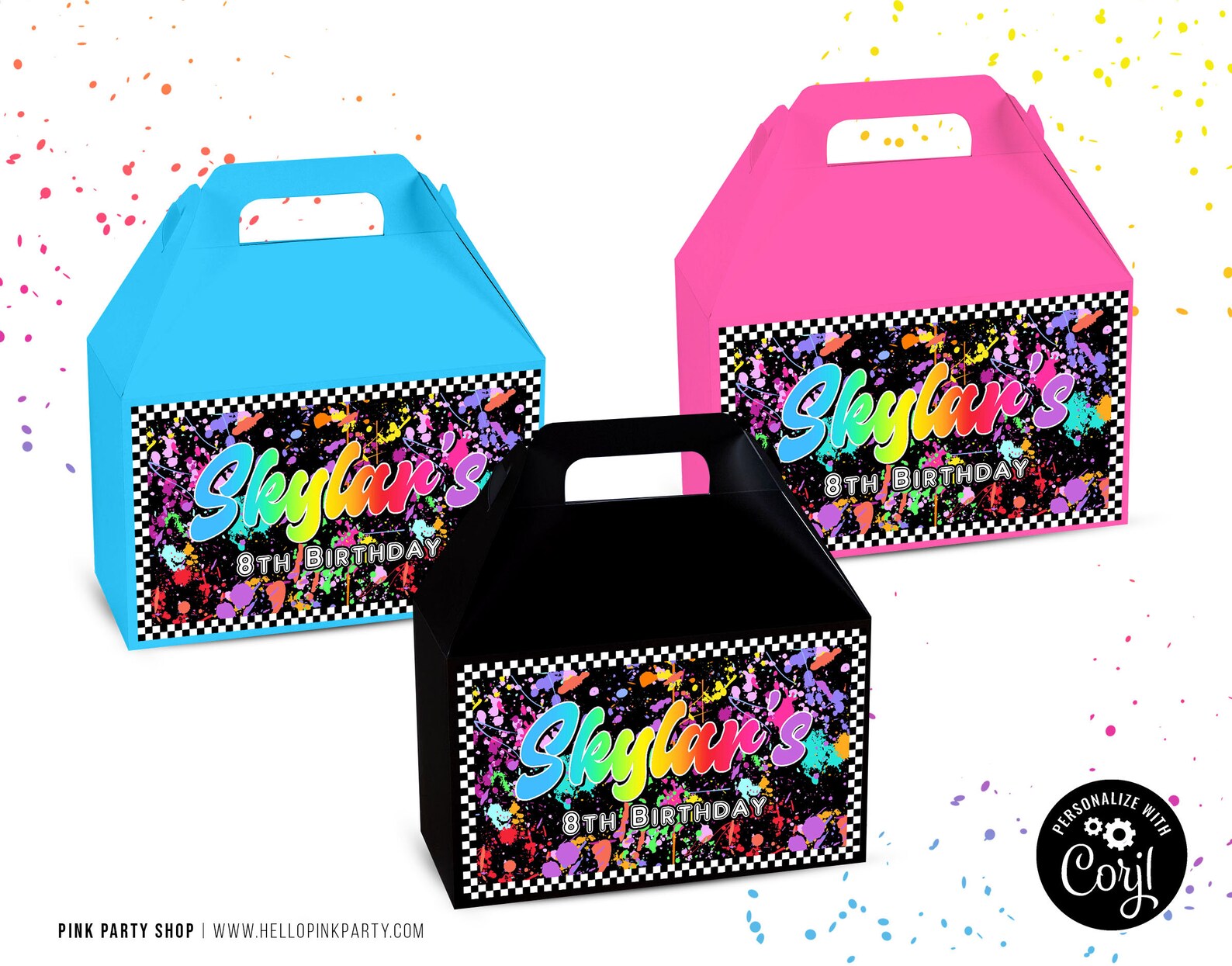 Editable Paint Splatter Birthday Party Bundle Kit, Template Printable ...