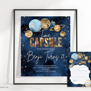 Editable Space Birthday Thank You Card Space Outer Space Planets Galaxy ...
