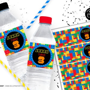 Building Blocks Birthday Party Water Labels Wrapper, Printable ...