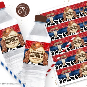 Cowboy Birthday Party Water Labels Wrapper, Printable Templates, 1st ...