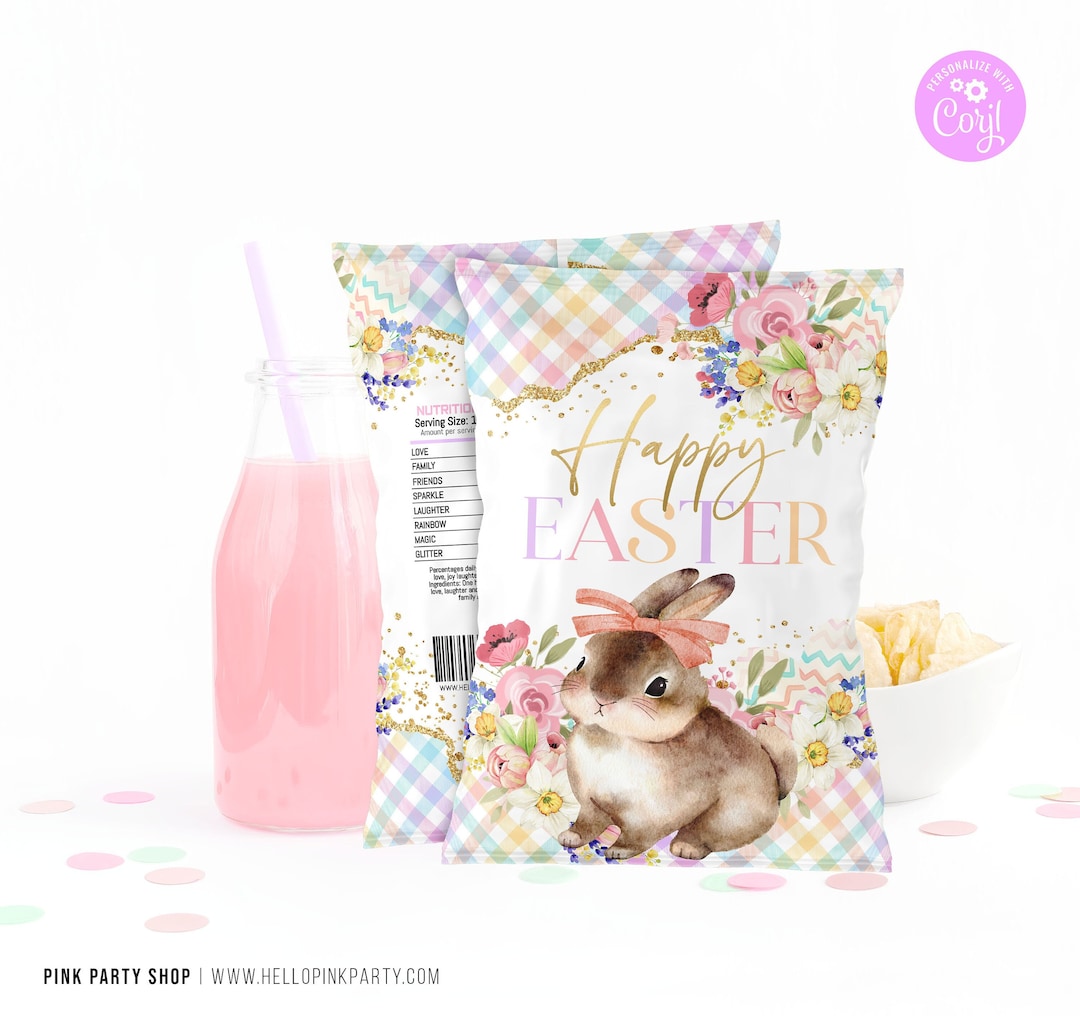 Easter Printable Chip Bag, Template Editable, Easter Egg Hunt Chip Bag ...