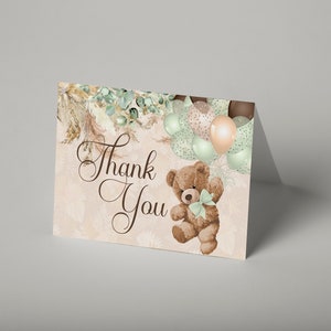Teddy Bear Thank You Cards Beary Birthday Hot Air Balloon Bear Baby ...