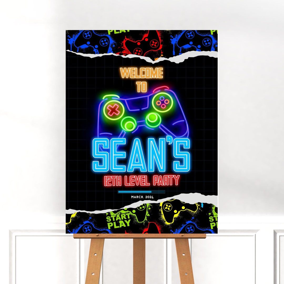 Gamer Birthday Welcome Sign Printable Gaming Birthday Sign Editable ...