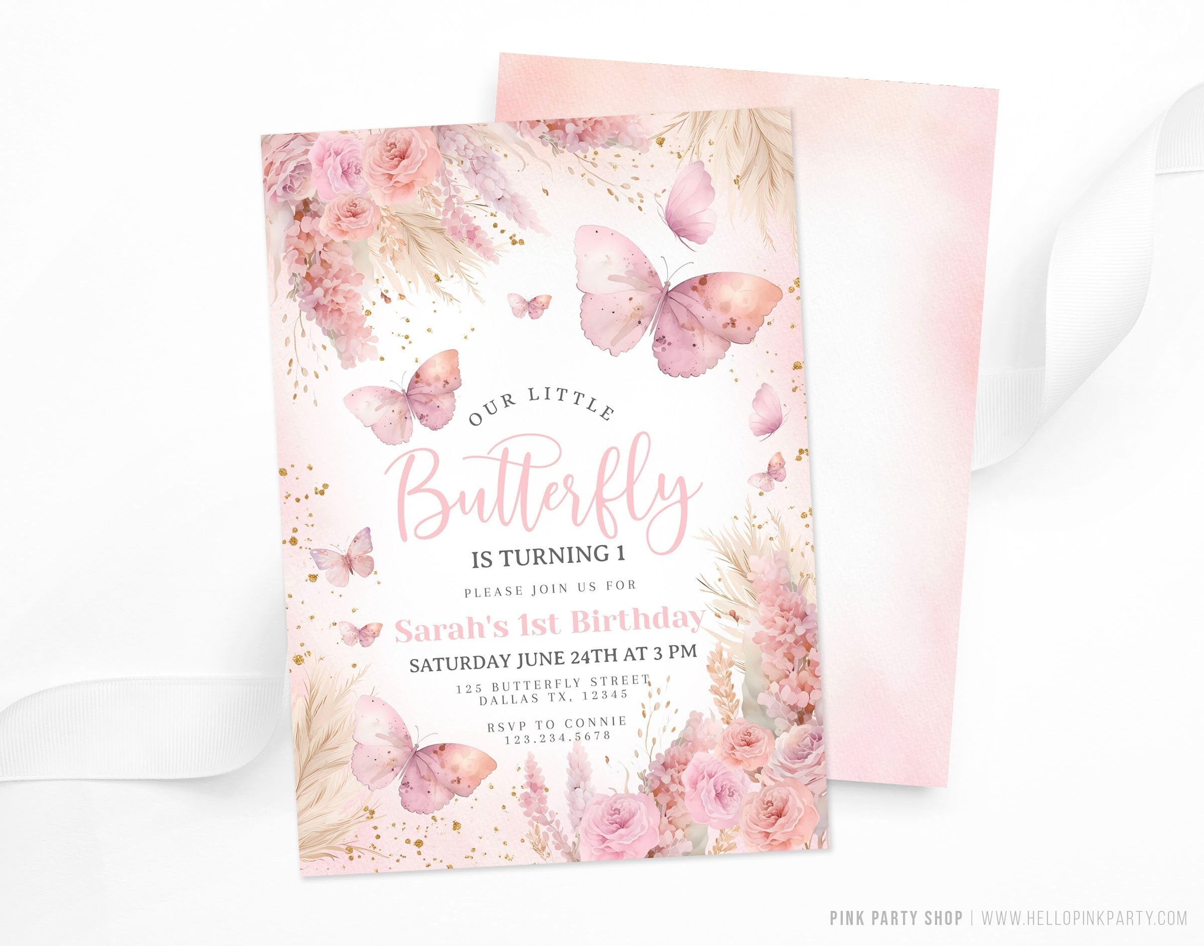Butterflies Birthday Invitation Template Printable Fluttering - Etsy