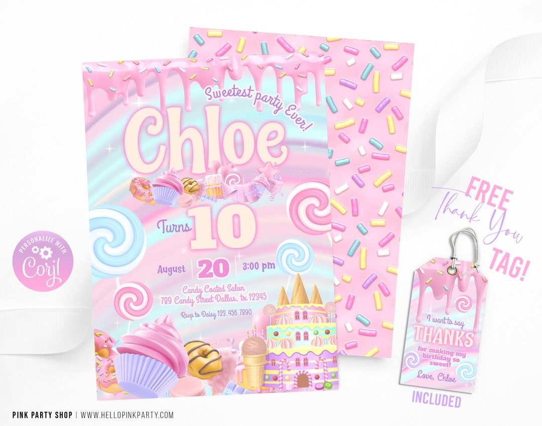 Candyland Birthday Invitation: Editable Candy Theme Template (digital ...