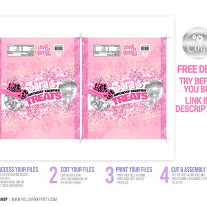 Disco Cowgirl Birthday Candy Bar Wrapper: Editable Treat Labels ...