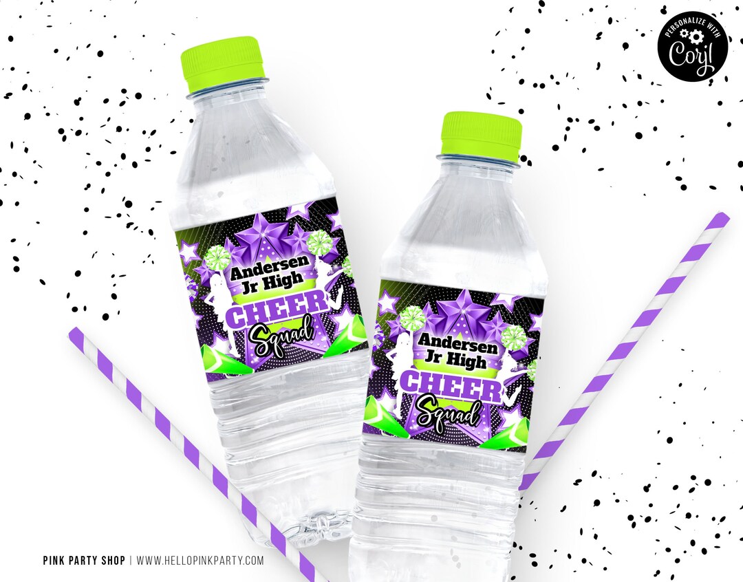 Cheerleading Water Labels Wrapper, Printable Templates, Cheer Squad ...