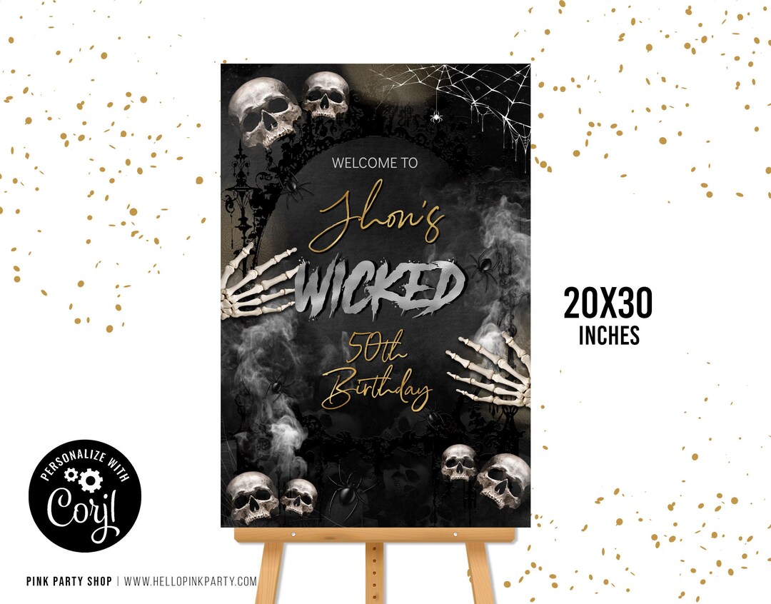 Halloween Birthday Printable Welcome Sign Template, Adult Halloween ...