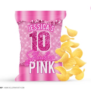 Shades of Pink Birthday Chip Bag Wrapper: Editable Template (digital ...
