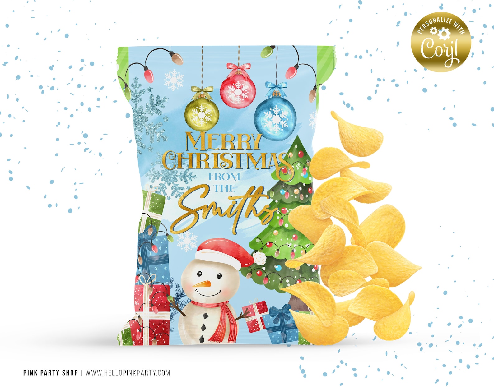 Christmas Chip Bag Wrapper Template Printable Snowman Chip - Etsy