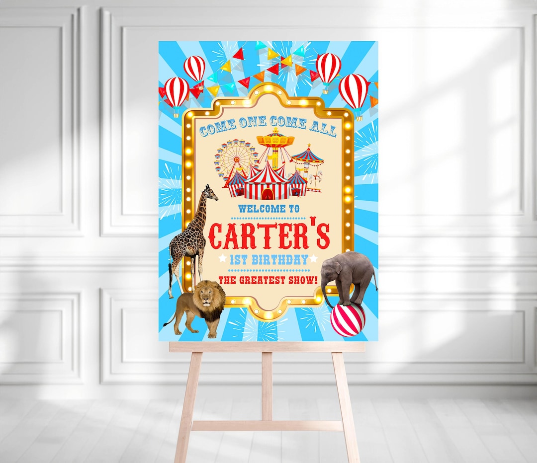 Circus Birthday Welcome Sign Editable Template Carnival Entrance Board ...