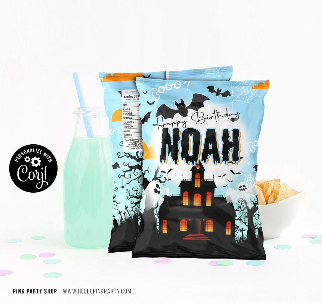 Halloween Chip Bag, Spooky Boo Birthday Chip Bag, Halloween Scary Party ...
