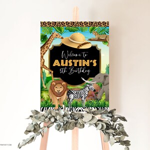 SAFARI WELCOME SIGN, Template Printable, Jungle Birthday Sign Board ...