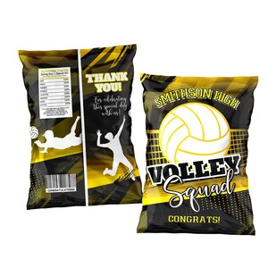 Volleyball Chip Bag, Template Printable, Cheer Birthday Chip Bag ...