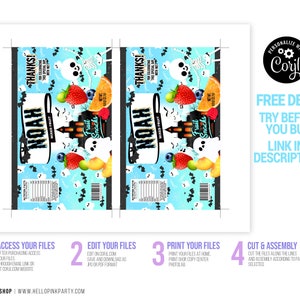 Halloween Birthday Fruit Snack Bag Template: Editable Candy Favor ...