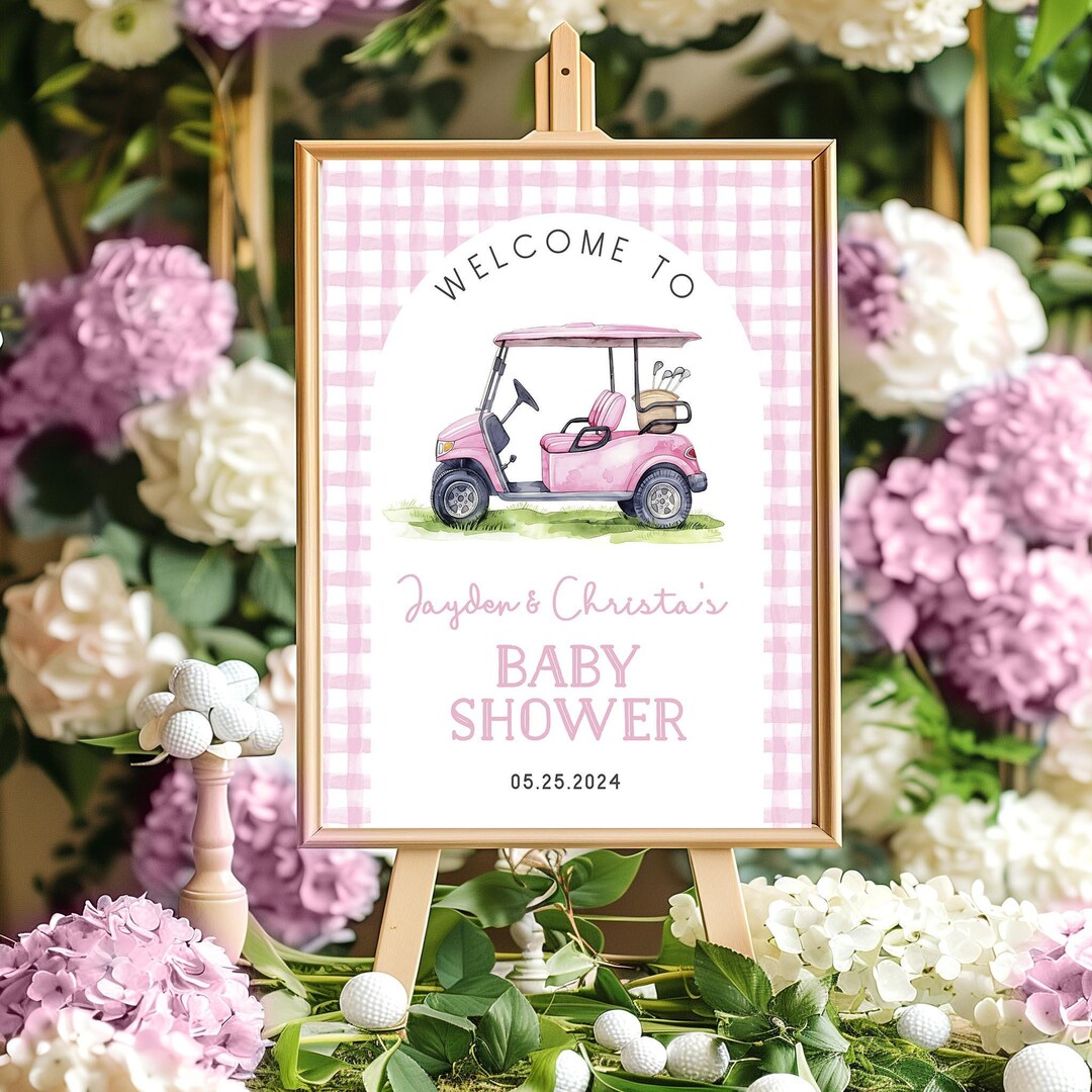Editable Golf Baby Shower Welcome Sign Let's Par-tee Baby Shower Poster ...