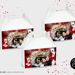 MAGICIAN Birthday Gable Box Label, Template Printable, Magic Show ...