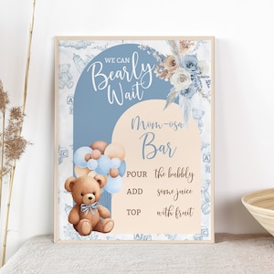 EDITABLE Bear Bearly Wait Birthday Party Gift Box Label, Beary First ...