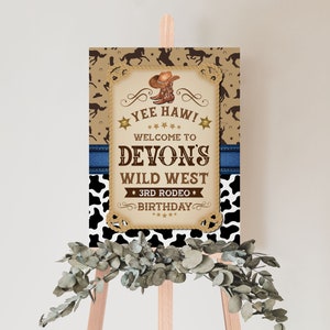 Cowboy Birthday Printable Welcome Sign Template, Rodeo Western Birthday ...