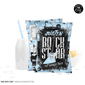 Editable Rock Star Birthday Rice Treat Wrapper Born to Rock Party Party ...