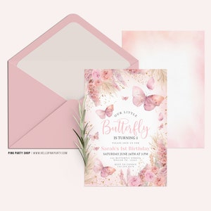 Butterflies Birthday Invitation Template Printable, Fluttering ...