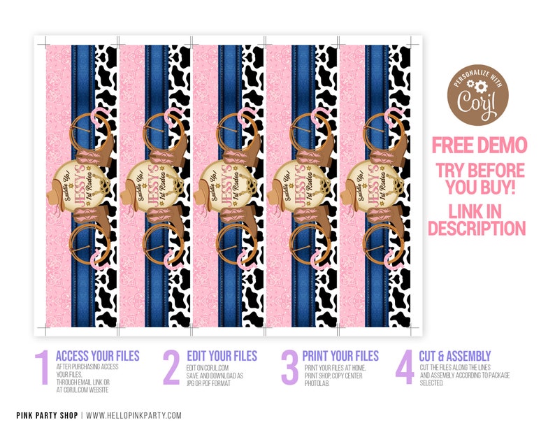 Cowgirl Birthday Party Water Labels Wrapper Printable - Etsy