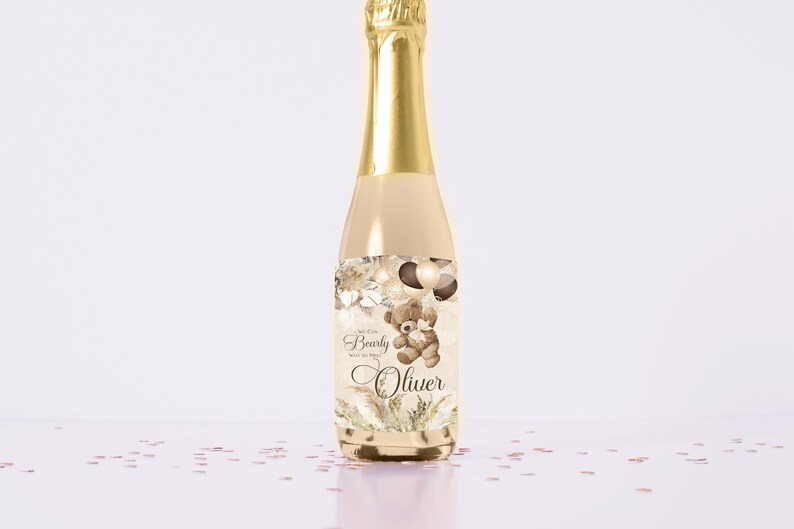 Teddy Bear Mini Wine Bottle Labels Editable Template Teddy - Etsy