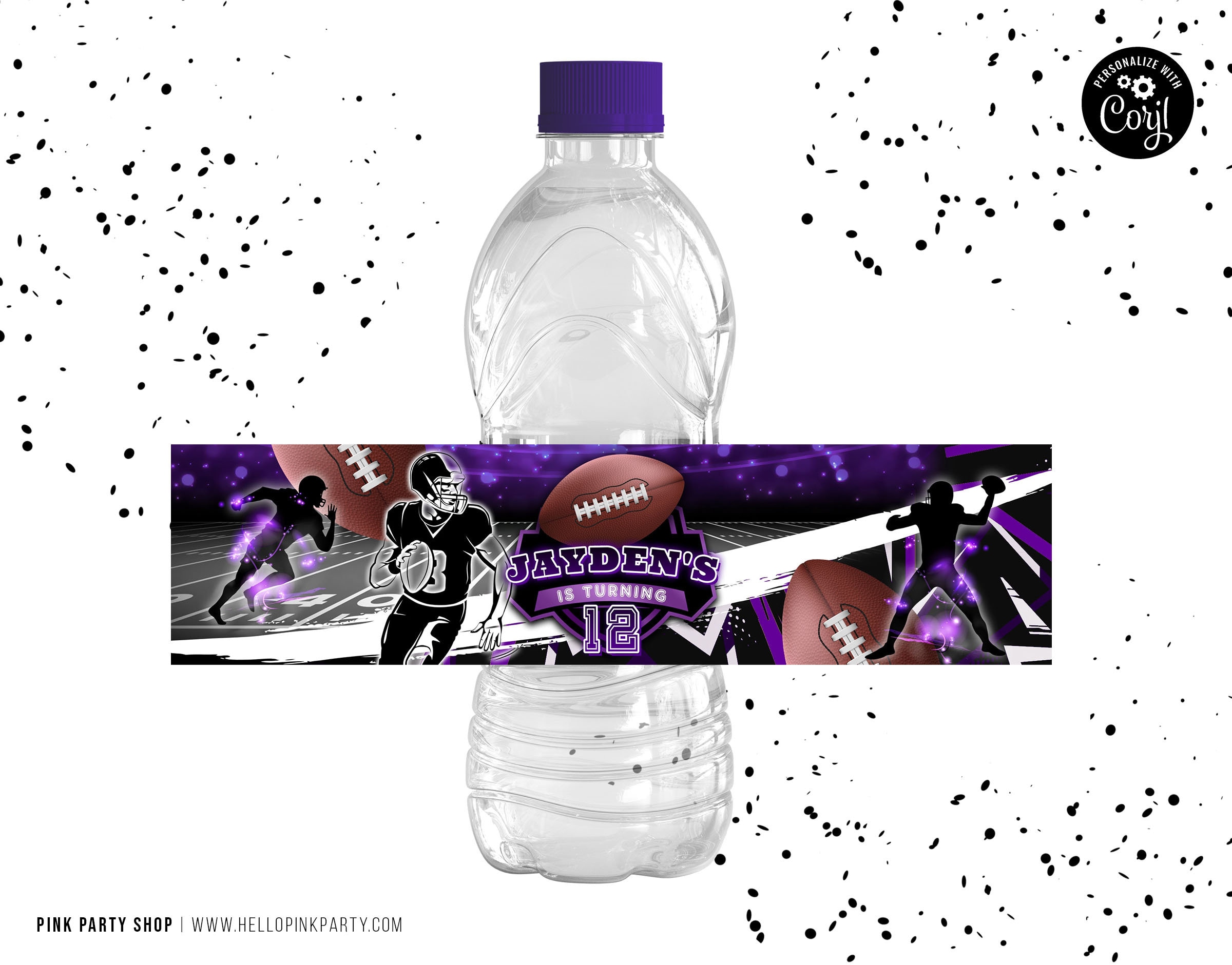 Football Birthday Water Bottle Labels, Editable Template (digital ...
