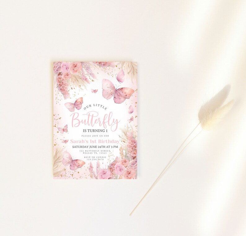 Butterflies Birthday Invitation Template Printable Fluttering - Etsy