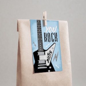 Rock Star Birthday Thank You Tag, Template Printable, Rock and Roll ...