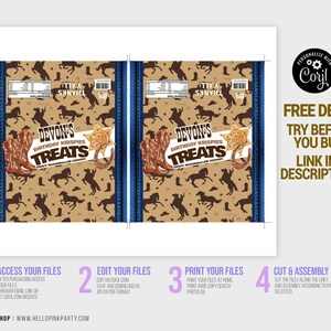 Cowboy Birthday Candy Bar Wrapper, Printable Templates, 1st Rodeo ...