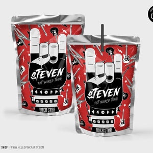 Editable Rock Star Birthday Party Water Labels, Born to Rock Party ...