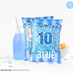 Shades of Blue Birthday Candy Bar Wrapper, Printable Templates, Blue ...