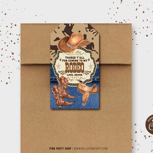 Cowboy Birthday Thank You Tag, Template Printable, Western Birthday ...