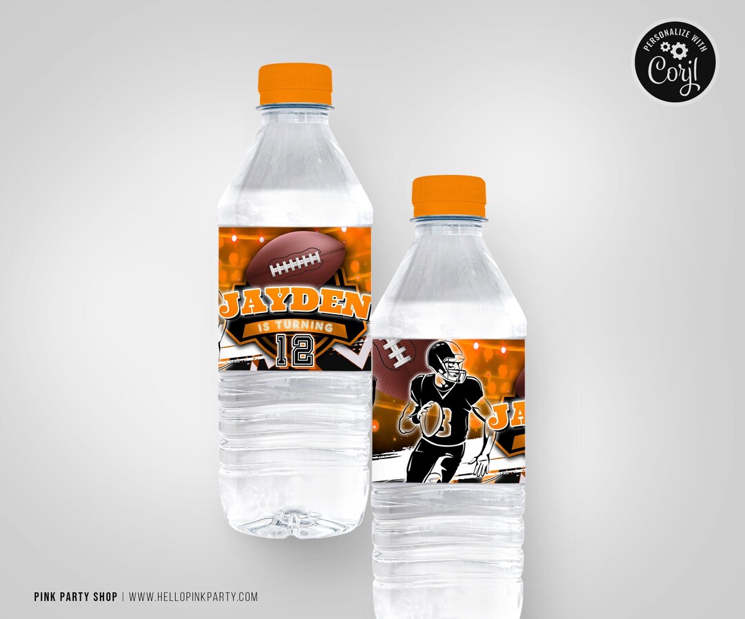 Football Birthday Water Labels Wrapper Printable Templates - Etsy