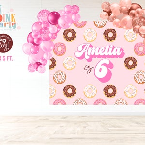 Donut Birthday Backdrop Printable Template, Kids Birthday Candy Table ...