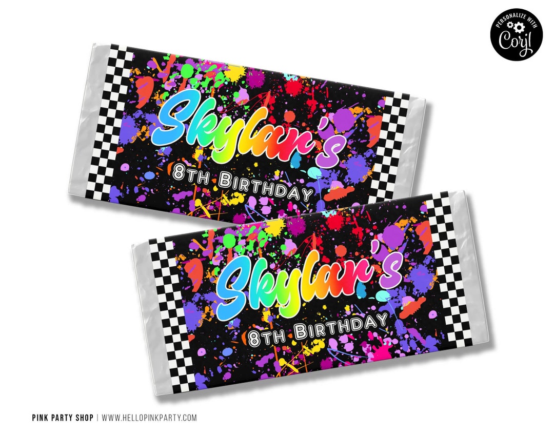 Editable Art Paint Splatter Birthday Candy Bar Wrapper, Printable ...