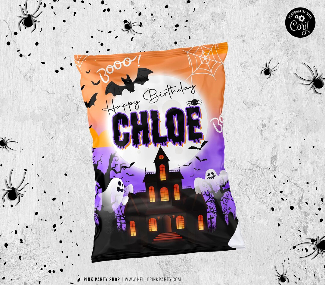 Halloween Chip Bag, Spooky Boo Birthday Chip Bag, Halloween Scary Party ...