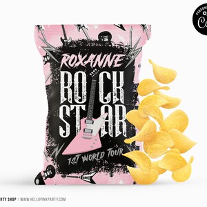 ROCK N ROLL Birthday Party Chip Bag, Template Printable, Rock Party ...