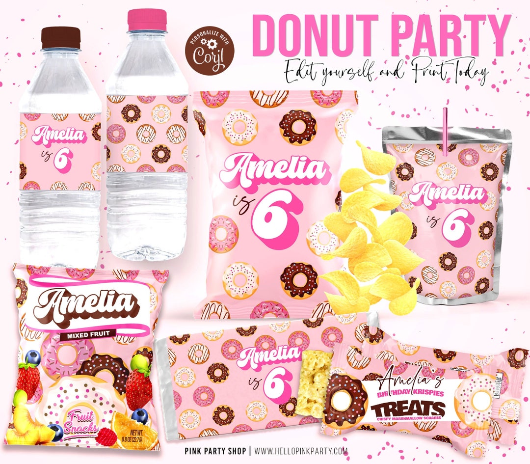 Donut Birthday Party Bundle Kit, Template Printable, Donuts Birthday ...