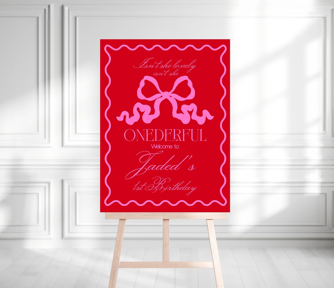 Lovely One Welcome Sign First Birthday Editable Template Printable Pink ...
