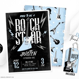 Editable Rock Star Birthday Party Juice Pouch, Born to Rock Party ...