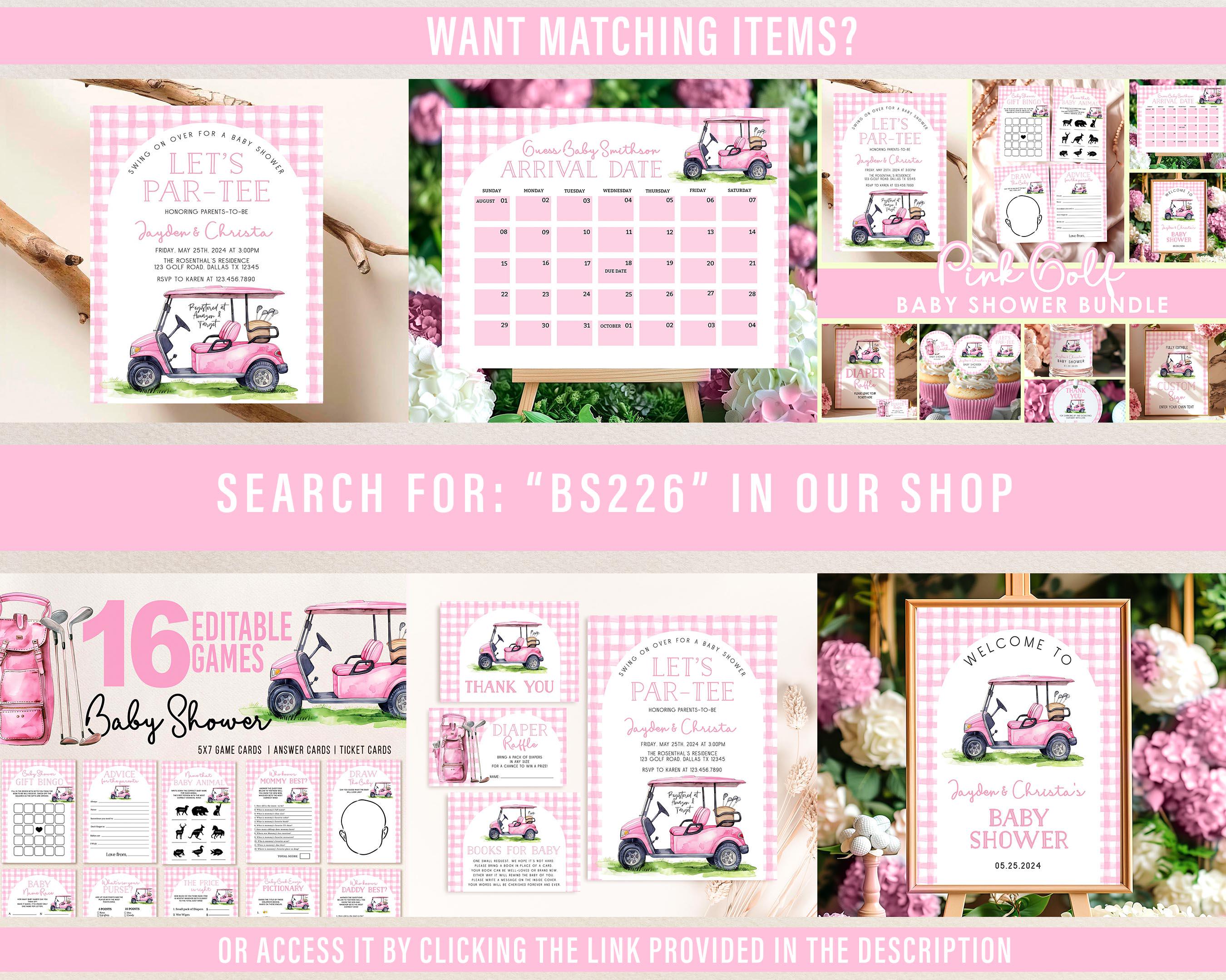 Editable Golf Baby Shower Welcome Sign: Pink Par-tee Poster (digital ...