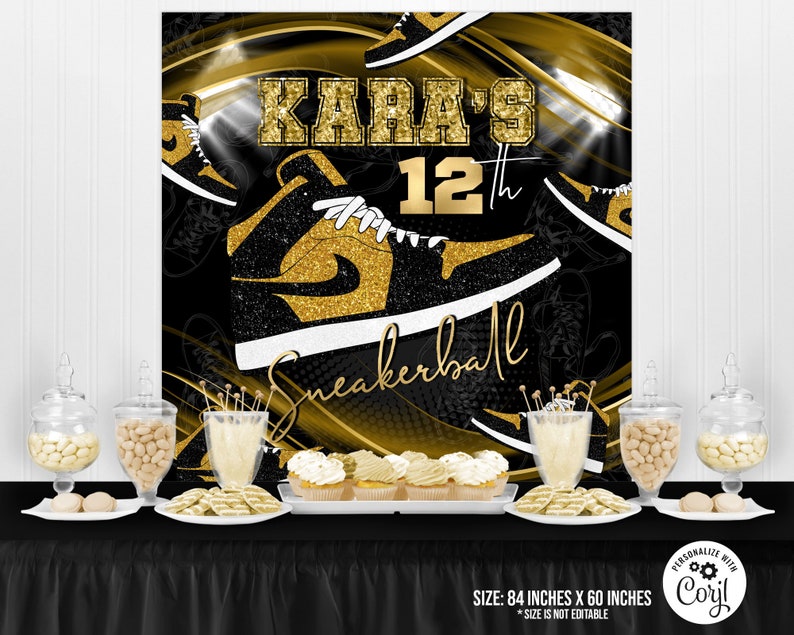 Sneakers Birthday Printable Backdrop Template Design Sneaker - Etsy
